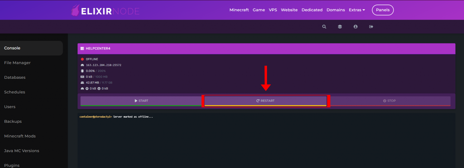 How to restart your Minecraft server